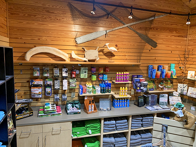 Even wilderness adventurers need souvenirs. This rustic shop offers essentials with a side of local flavor and nautical nostalgia.