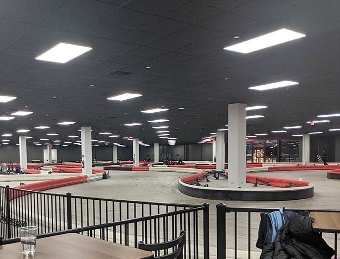 The sprawling track layout features enough twists and turns to challenge your driving skills and your ability to maintain dignity.