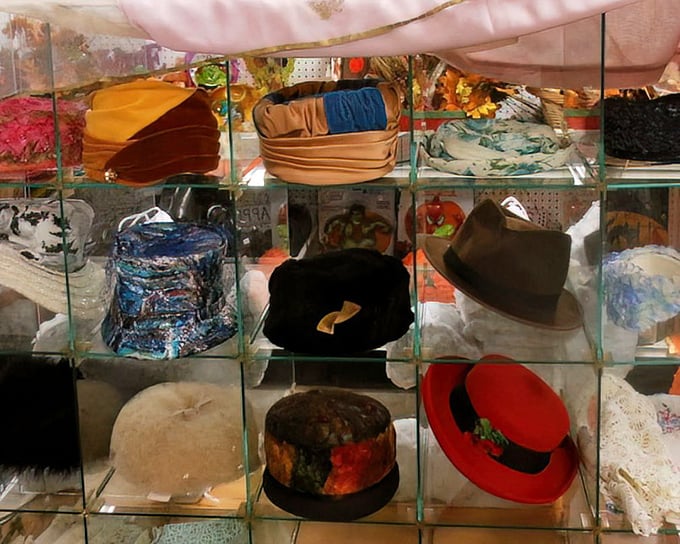 Hat heaven for the fashion-forward thrifter. That red fedora isn't just a hat&mdash;it's your new personality waiting to happen!
