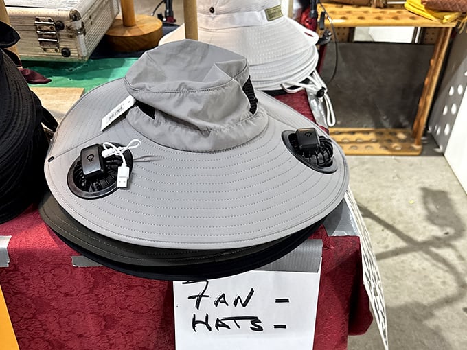 The ultimate Florida survival gear: fan-equipped hats that solve the eternal sunshine state dilemma of "beautiful weather but I'm melting."