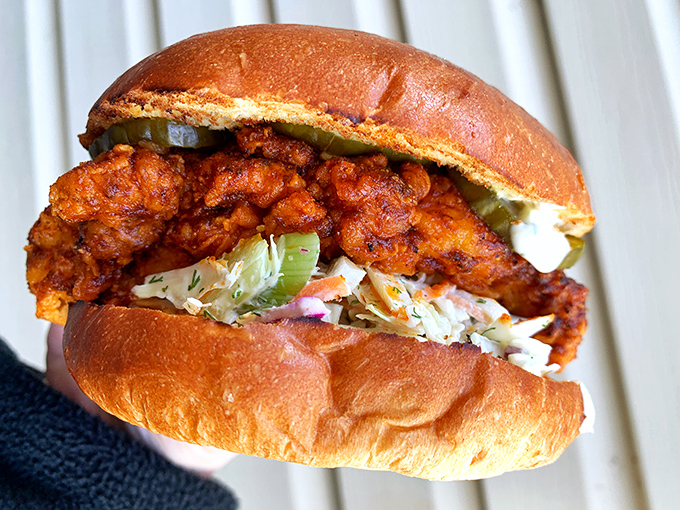 This Nashville hot chicken sandwich doesn't just bring heat&mdash;it delivers a perfectly calibrated flavor explosion with cooling slaw to save you from yourself.
