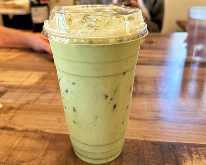 The matcha latte—where trendy meets tasty in a pale green celebration. It's not just a drink; it's an Instagram moment waiting to happen.