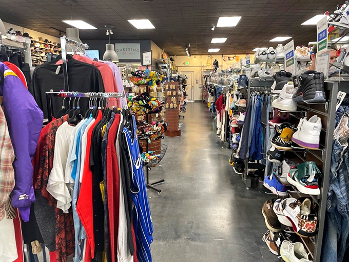 Wide aisles and clear sightlines make browsing a pleasure rather than an obstacle course. Thrifting without the claustrophobia!