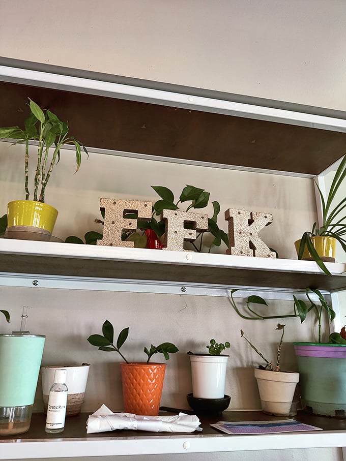 Little touches like these "FFK" letters and cheerful plants show the attention to detail that extends from d&eacute;cor to what's on your plate.