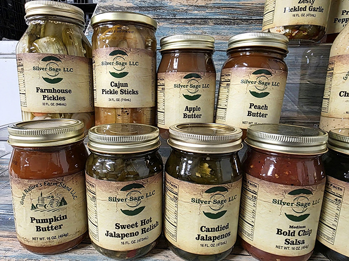 Mason jars filled with homemade goodness line up like edible soldiers. From Apple Butter to Jalapeño Relish, Wyoming's flavors preserved.