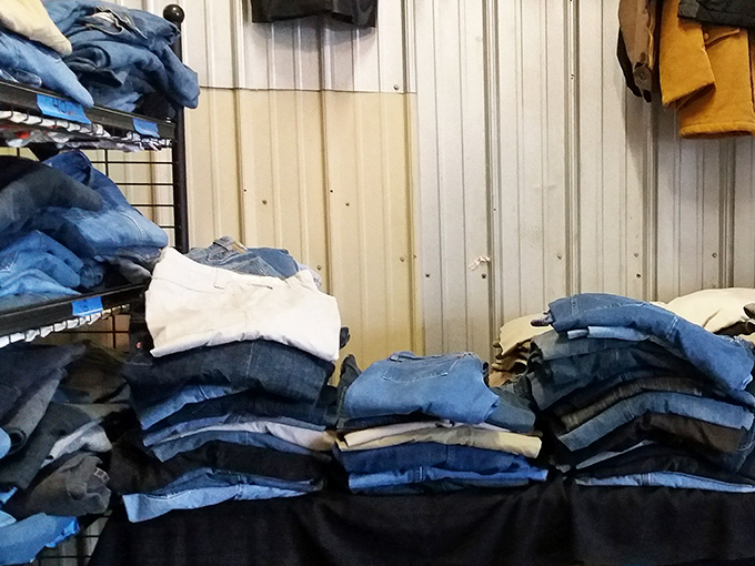 Denim mountains prove that somewhere in these stacks lives your perfect pair of jeans at unbeatable prices.