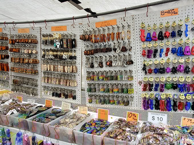 Rows of handcrafted keychains and souvenirs &ndash; tiny treasures that somehow become your most cherished mementos from the islands.