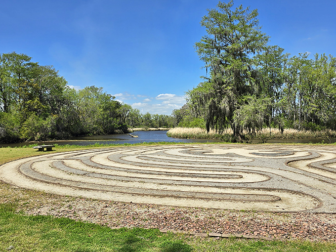 Meditation made visible. This labyrinth beside tranquil waters offers a walking journey that's as much inward as outward.