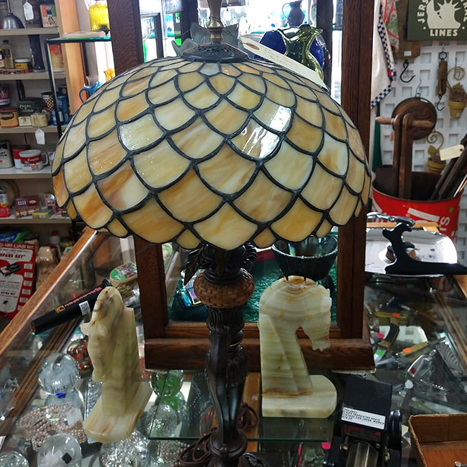 Not just a lamp&mdash;a stained glass symphony for your living room. Tiffany-inspired illumination that makes even takeout feel fancy.