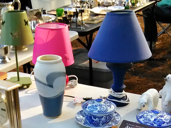 Lamplight magic in every color! These vintage shades and bases wait to cast their warm glow in someone's reading nook or cozy conversation corner.