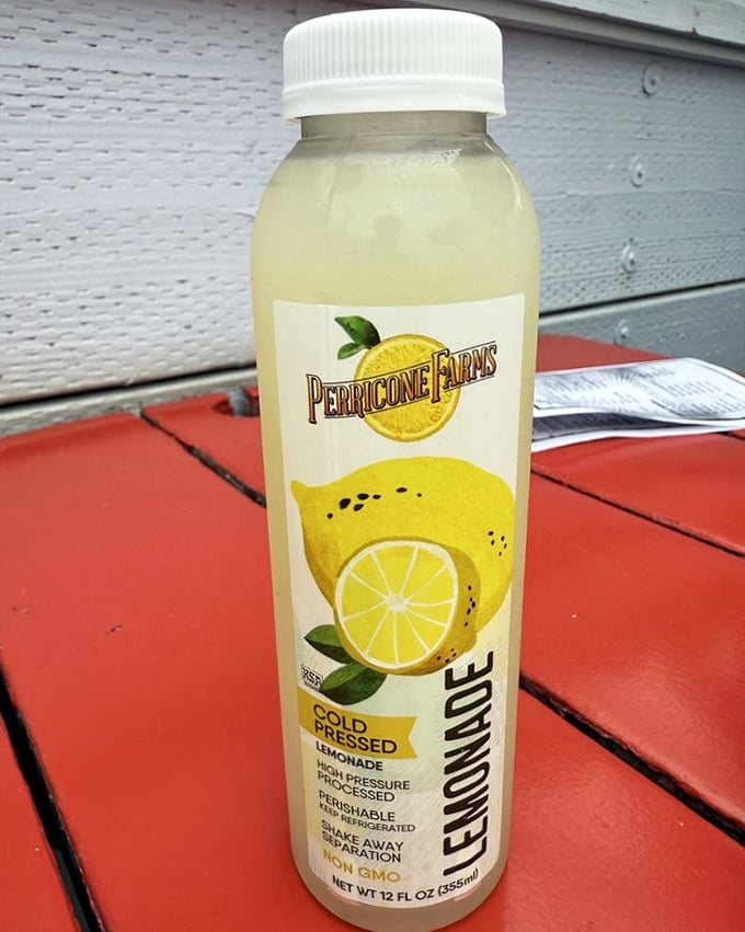 Cold-pressed lemonade—because sometimes the perfect pairing for seafood isn't wine but something bright and citrusy that cuts through richness.