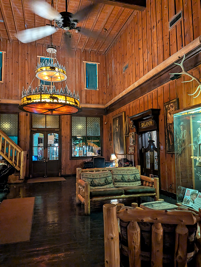High ceilings, wooden walls, and Western charm. The lobby doesn't whisper "welcome"&mdash;it bellows it with cowboy confidence.