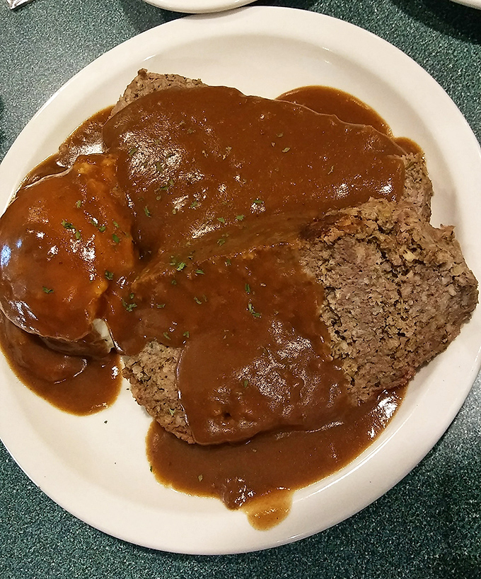 Meatloaf swimming in rich brown gravy&mdash;the dish that launched a thousand childhood memories and still satisfies the grown-up palate.