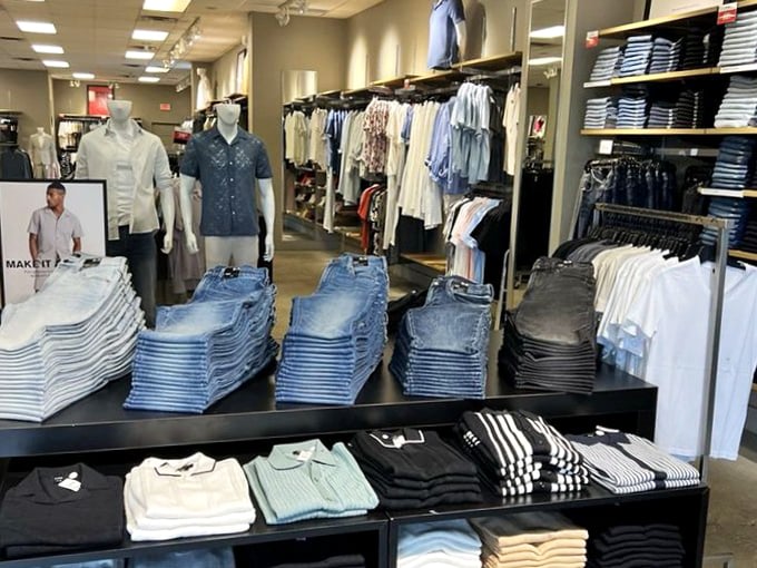 Men's clothing displays so neat and orderly they might actually convince guys that folding shirts at home isn't an impossible task.