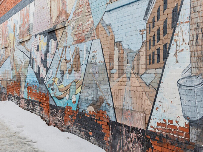 Urban art meets mill town heritage. Berlin's murals transform brick canvases into visual stories connecting past and present.