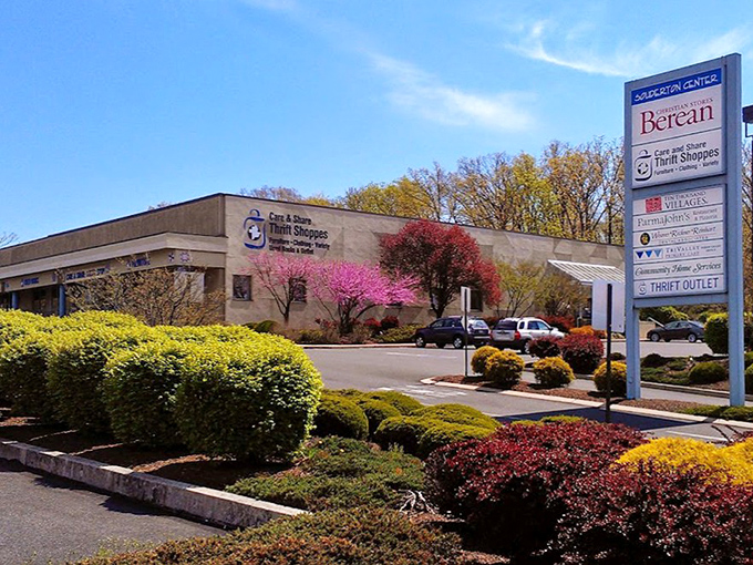 The exterior in spring bloom mirrors the colorful treasures inside. Nature and nurture working together to create a shopping oasis in Souderton.