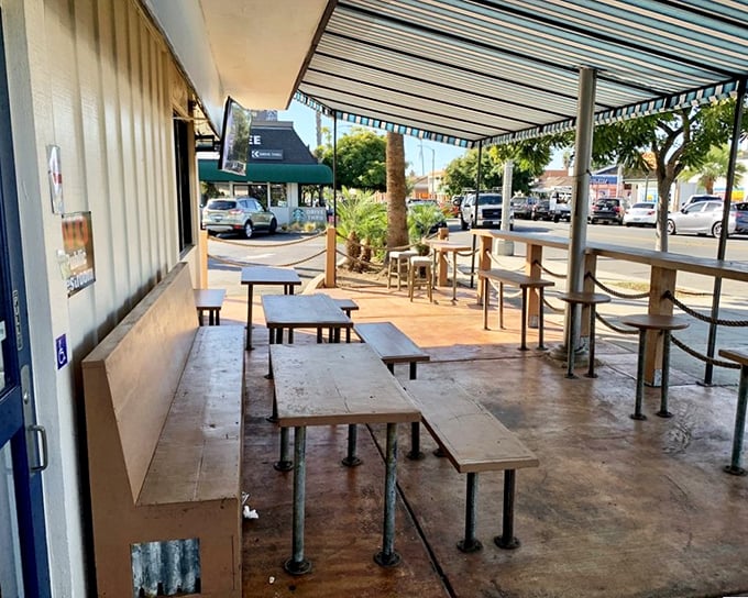 Outdoor seating under the California sun offers prime people-watching with your burrito&mdash;nature's perfect pairing for Mexican food.