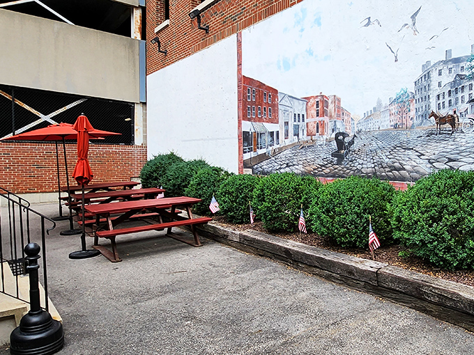 The outdoor seating area offers a moment of reflection after the intensity of flavor that awaits inside.