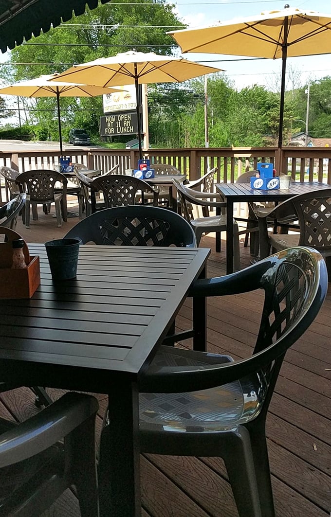 The outdoor deck&mdash;where fresh air, cold drinks, and people-watching combine to create the perfect afternoon trifecta.