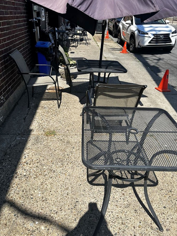 Outdoor seating for when your soul food coma requires fresh air and a moment to contemplate how clothes seem to shrink during great meals.