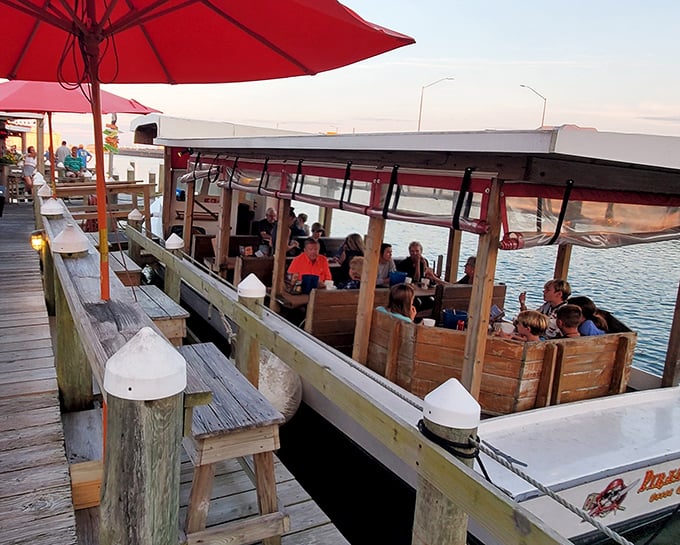 Sunset dining on the water &ndash; the kind of setting that makes mediocre food taste good and Hooper's excellent food taste transcendent.