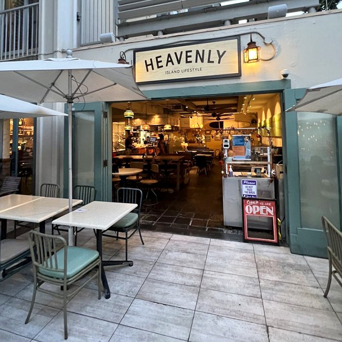 Outdoor seating that invites you to linger over coffee while planning which menu item to try on your inevitable return tomorrow.