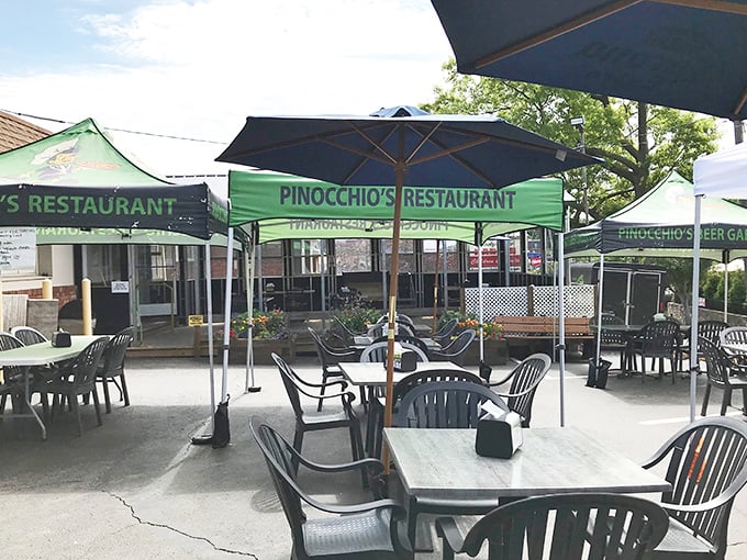 Outdoor dining under Pennsylvania skies&mdash;where fresh air makes everything taste better and conversations flow as freely as the craft beer.