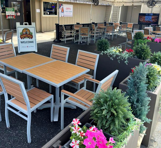 Outdoor seating that brings together fresh air, good food, and the distinct possibility you'll order "just one more" of everything.