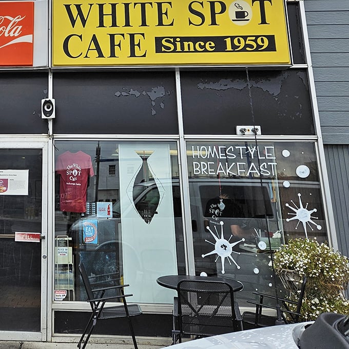 Even the outdoor seating whispers "homestyle breakfast" &ndash; no pretense, just a promise of eggs done right.