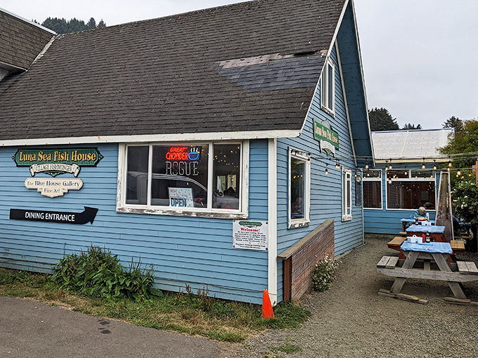 The charming blue exterior with its pitched roof looks like it was plucked from a coastal postcard&mdash;exactly what a proper fish house should be.
