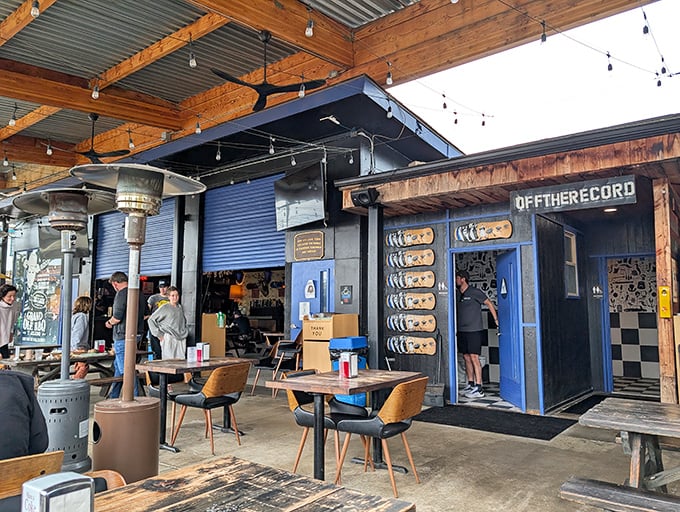 Indoor-outdoor living, California-style, with the added bonus of world-class barbecue. Those string lights aren't just decoration; they're beacons guiding you to flavor town.