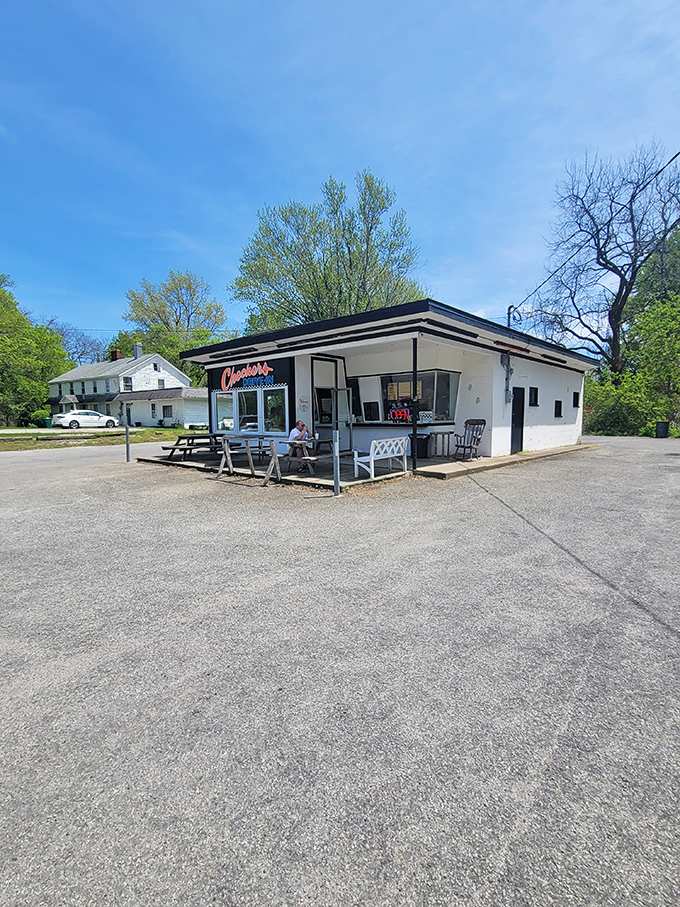 On sunny Ohio days, this humble drive-in becomes the epicenter of burger pilgrimage for those in the know.