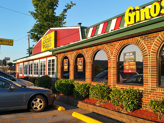 This brick-fronted Tudor's location wears its small-town charm proudly, like comfort food architecture in its natural habitat.