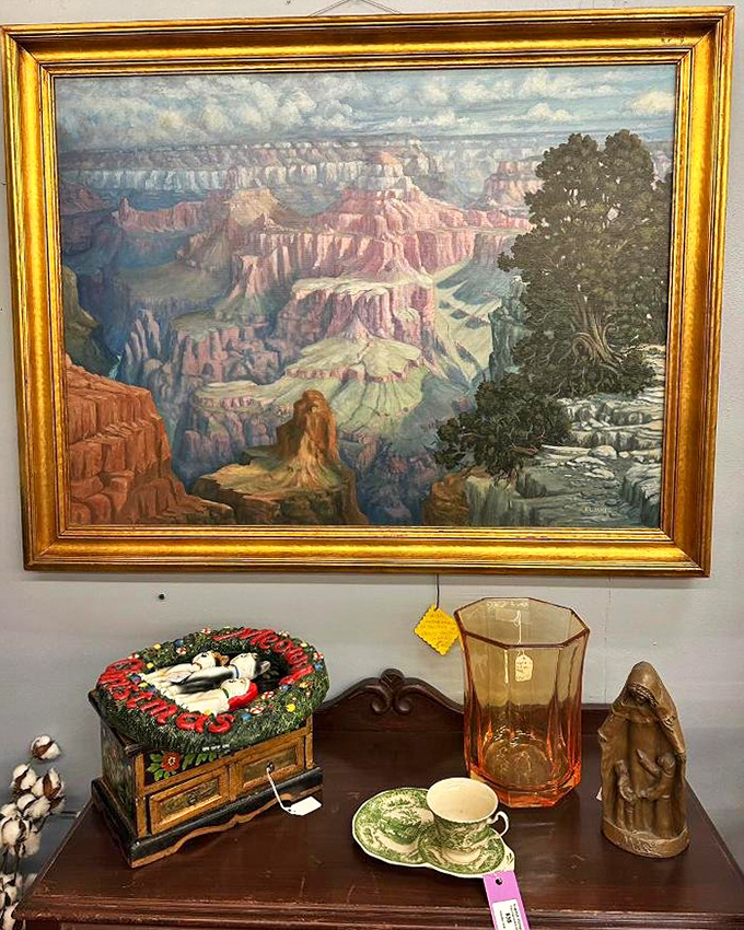 This Grand Canyon painting captures Arizona's natural wonder with the kind of mid-century romanticism that makes you want to plan a road trip immediately.