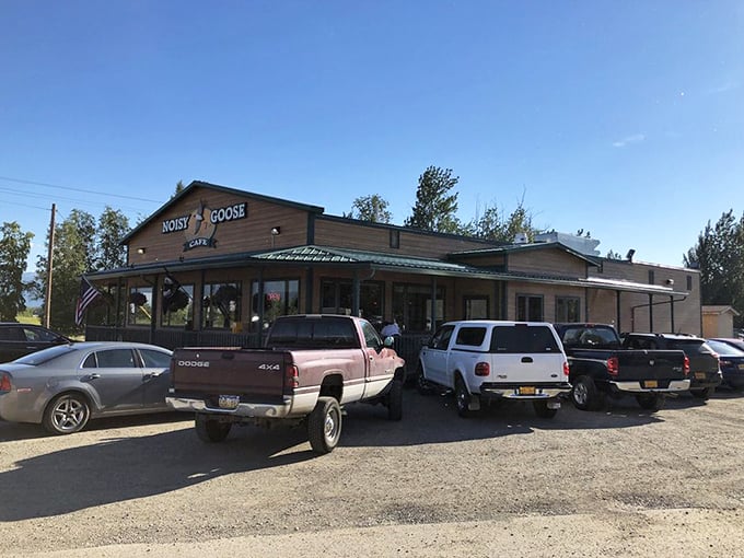 The parking lot tells the true story &ndash; trucks and SUVs lined up like faithful dogs waiting for their owners to return with leftovers.