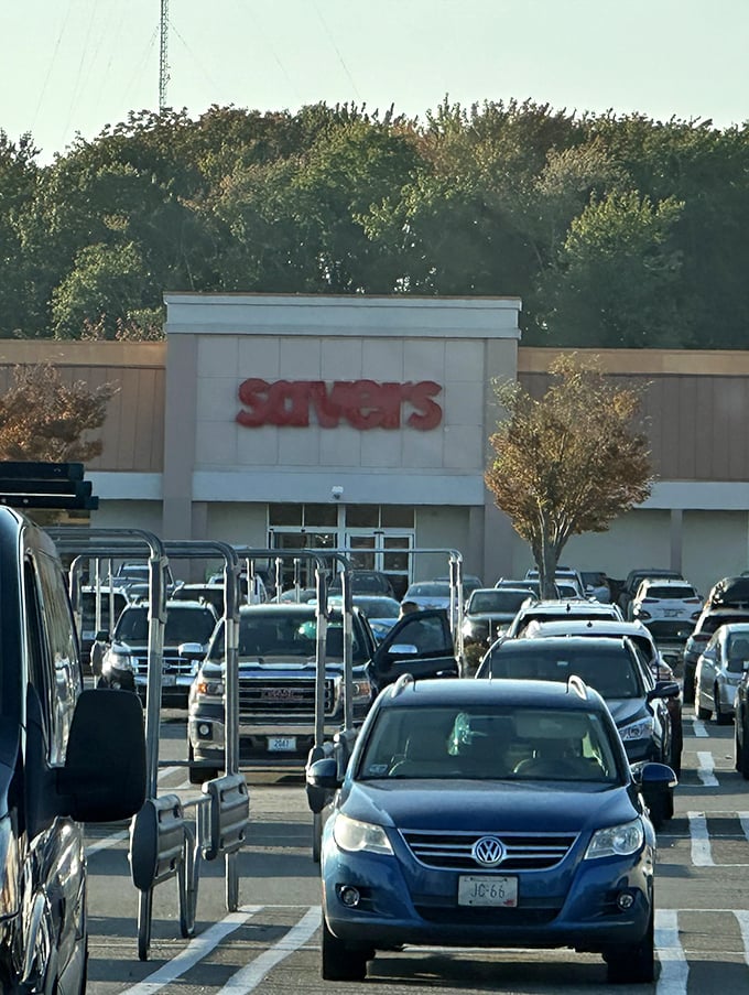 The packed parking lot tells the truth&mdash;Savers isn't just shopping, it's a Rhode Island lifestyle. Treasure hunters come in all vehicle types.