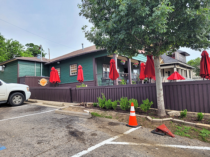 Plenty of parking means no excuses &ndash; your chicken and waffles destiny awaits just beyond that purple fence.