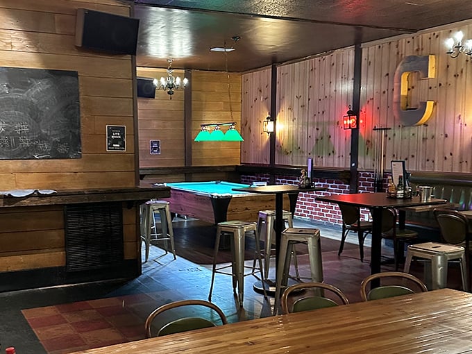 The pool table corner offers a different kind of nourishment&mdash;the kind that comes with friendly competition.