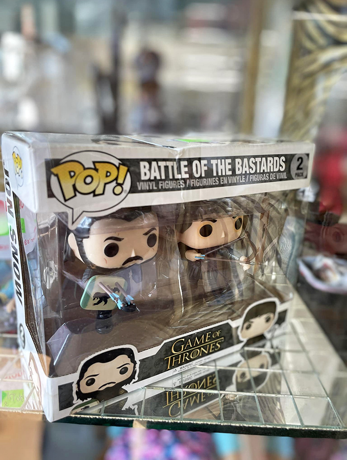 Pop culture collectibles like these Game of Thrones figurines often appear among the everyday items. One fan's downsizing becomes another's treasure.