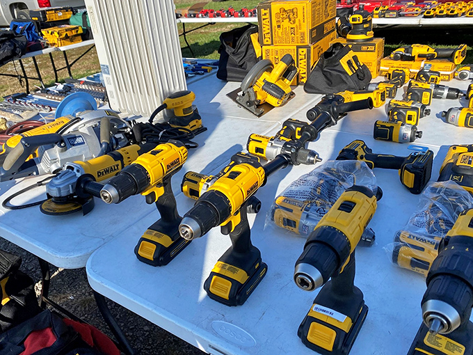 DeWalt heaven! Tool enthusiasts gather here like bees to honey. Projects back home suddenly seem much more doable.