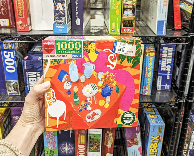 Puzzle paradise for rainy days! This 1000-piece challenge costs less than dinner out but provides significantly more hours of entertainment.