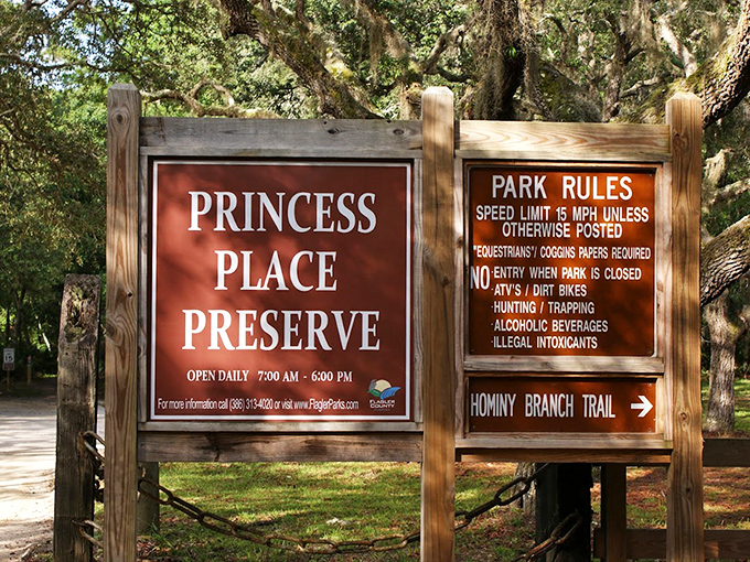 Park rules remind us that even paradise needs some guidelines&mdash;though I doubt anyone minds slowing down to savor this scenic spot.