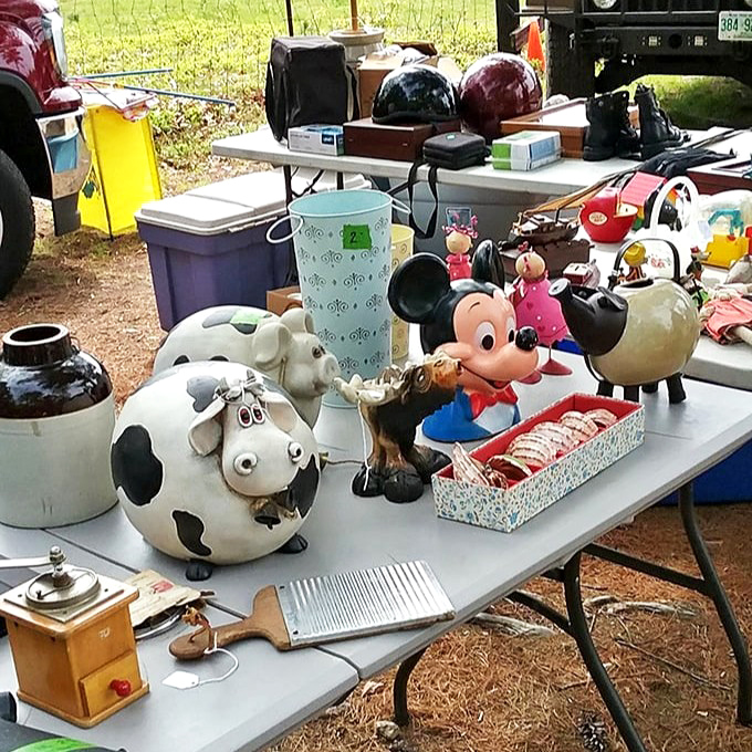 Mickey Mouse and friends wait patiently for new homes, proving that beloved characters never really go out of style, just temporarily out of rotation.