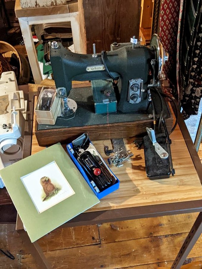Stitches in time! This vintage White sewing machine has created countless garments and is ready for its next creative partnership.