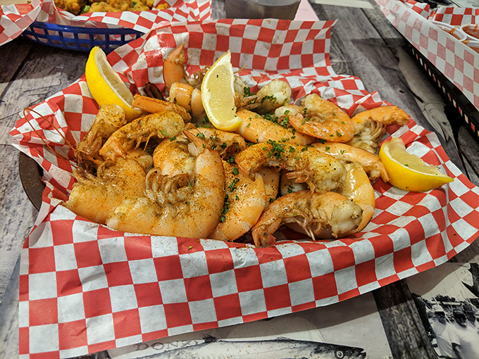 Peel-and-eat shrimp served in a red-checkered basket &ndash; the seafood equivalent of a handwritten letter in an age of text messages.