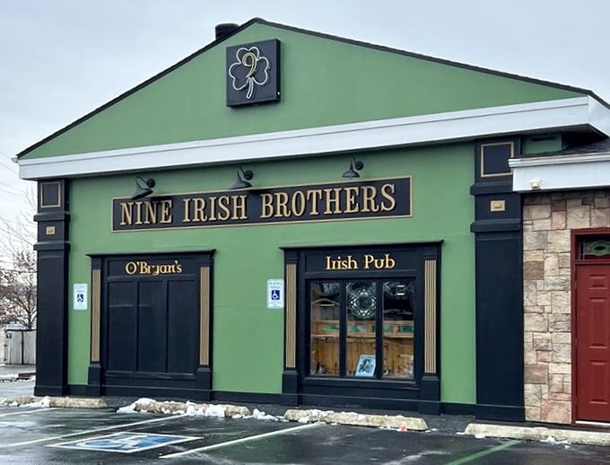 The charming green exterior practically shouts "Come in for a pint!" louder than any leprechaun ever could manage.