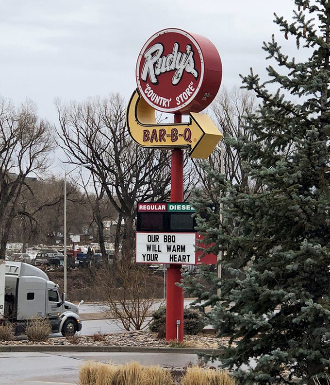 The roadside sign promises that "Our BBQ will warm your heart" &ndash; the most honest advertising you'll ever see.