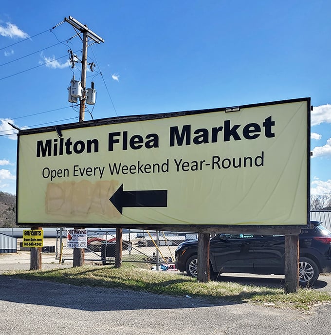 The sign that launches a thousand weekend adventures &ndash; promising year-round treasures just a turn off the main road.