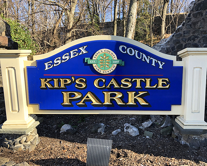 Blue and gold signage worthy of announcing a royal residence. Essex County clearly understands the treasure they're stewarding here.