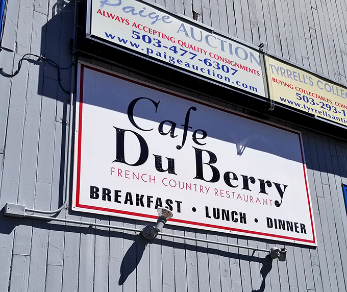 The sign promises "French Country Restaurant" and three glorious meals daily, but locals know breakfast is where Cafe Du Berry truly shines.